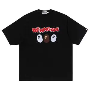 A BATHING APE Triple Ape Head Relaxed Fit Tee - Black