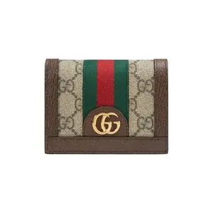 Gucci Gg Supreme Ophidia Card Case Wallet - Brown