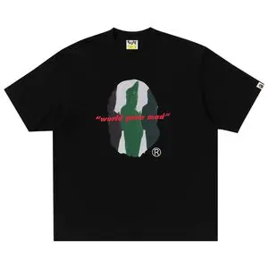 A BATHING APE Shark Seijin Ape Head Relaxed Fit Tee - Black