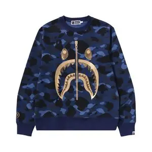 A BATHING APE Color Camo Shark Crewneck - Blue