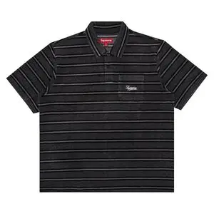 Supreme Stripe Terry Short-sleeve Polo - Black