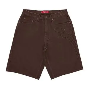 Supreme Script Baggy Denim Shorts - Brown
