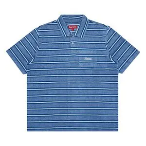 Supreme Stripe Terry Short-sleeve Polo 'royal - Blue