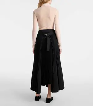 Junya Watanabe Plisse Wool-blend Maxi Skirt