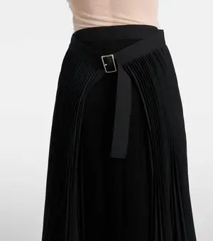 Junya Watanabe Plisse Wool-blend Maxi Skirt