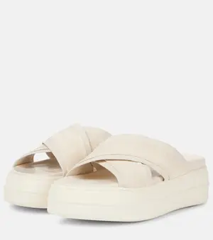 Hogan Skyscraper Leather-trimmed Platform Sandals - Neutrals