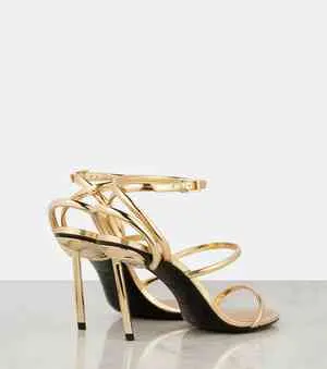 Alaïa Strappy Metallic Leather Sandals