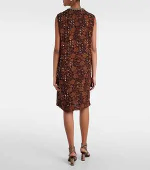 Dries Van Noten Floral Embellished Georgette Midi Dress