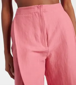 Tove Santu Linen And Cotton-blend Culottes - Pink