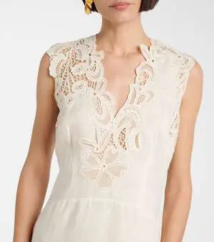 Ulla Johnson Olivette Lace-trimmed Linen Maxi Dress - White