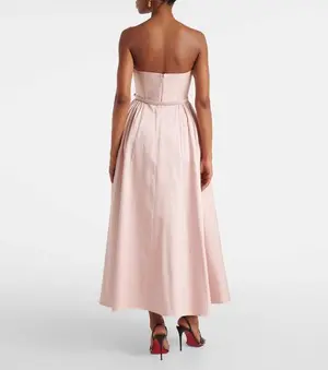 Roland Mouret Strapless Ruffled Midi Dress - Beige