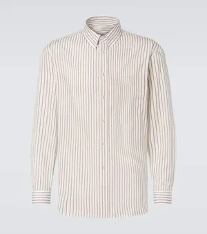 Saint Laurent Cassandre Striped Cotton Poplin Shirt