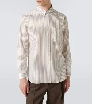 Saint Laurent Cassandre Striped Cotton Poplin Shirt