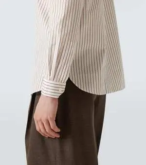 Saint Laurent Cassandre Striped Cotton Poplin Shirt