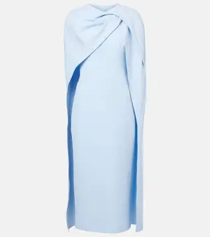 Safiyaa Oria Caped Crepe Cocktail Dress - Blue