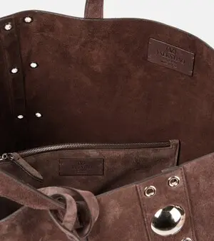 Valentino Garavani Nellcôte Studded Suede Shopper - Brown