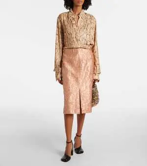 Dries Van Noten Lamé Midi Skirt