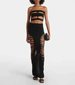 Rick Owens Cutout Strapless Wool Top - Black