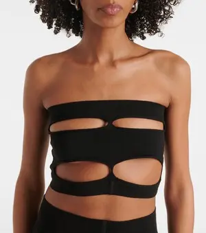 Rick Owens Cutout Strapless Wool Top - Black