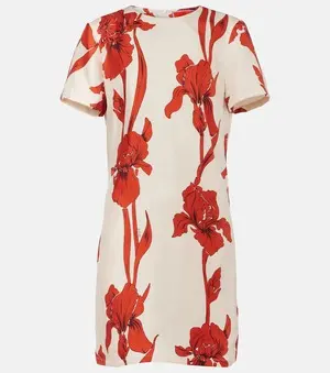 La DoubleJ Floral Silk Minidress - White
