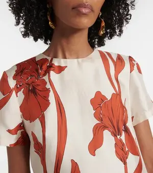 La DoubleJ Floral Silk Minidress - White