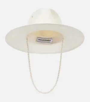 Ruslan Baginskiy Faux Pearl-embellished Fedora - White