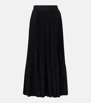 Junya Watanabe Plissé Wool-blend Maxi Skirt - Black