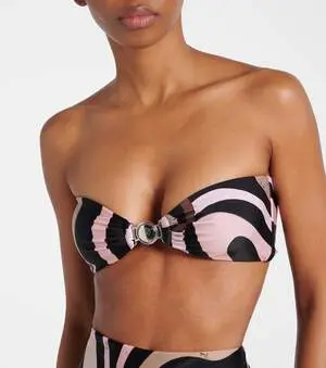 Emilio Pucci Marmo Bandeau Bikini Top - Beige