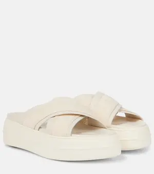 Hogan Skyscraper Leather-trimmed Platform Sandals - Neutrals