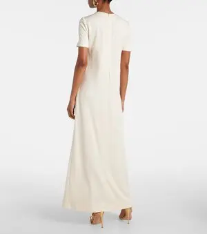 Oscar De La Renta Painted Roses Jersey Maxi Dress