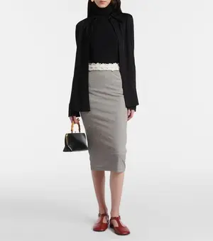 JIL SANDER Layered Jersey Midi Skirt
