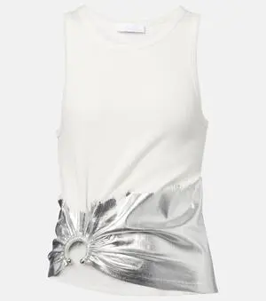 Rabanne Gathered Cotton-blend Tank Top - White