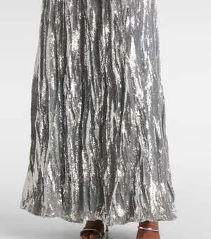 MARMAR HALIM Sequined Silk-blend Gown