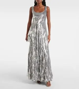 MARMAR HALIM Sequined Silk-blend Gown