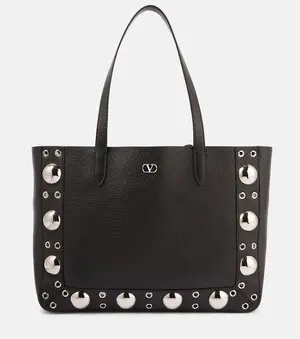 Valentino Garavani Nellcôte Medium Studded Leather Shopper - Black
