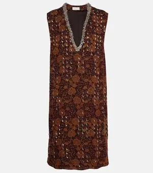 Dries Van Noten Floral Embellished Georgette Midi Dress