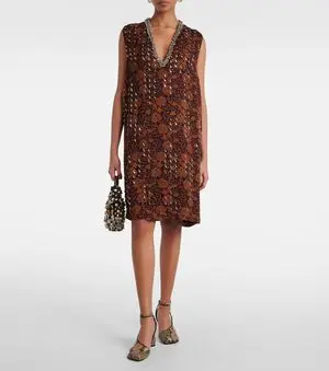 Dries Van Noten Floral Embellished Georgette Midi Dress