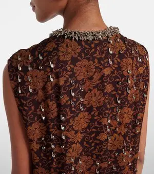 Dries Van Noten Floral Embellished Georgette Midi Dress