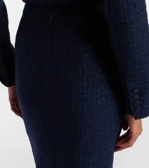 Roland Mouret Bouclé Midi Skirt - Blue