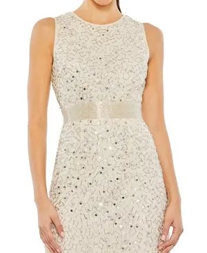 Mac Duggal Geometric Embellished A-line Dress