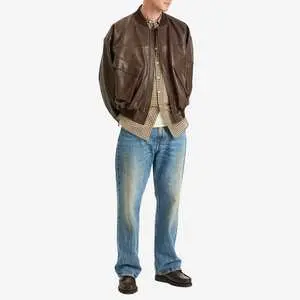 ジャケット・アウター AURALEE / LAMB LEATHER FLIGHT BLOUSON/ 3 Lamb Leather Zip Blouson in Dark Brown