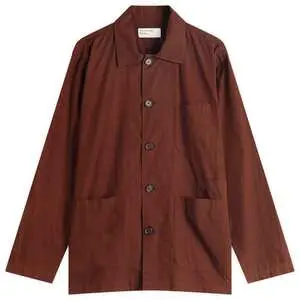 Universal Works Fine Poplin Bakers Overshirt - Rich Brown