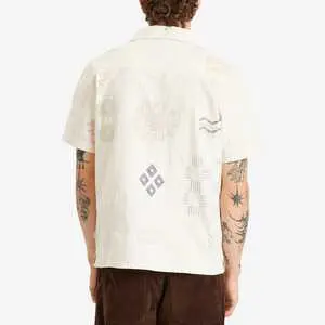 WAX LONDON Didcot Doodle Embroidery Vacation Shirt - Ecru/multi