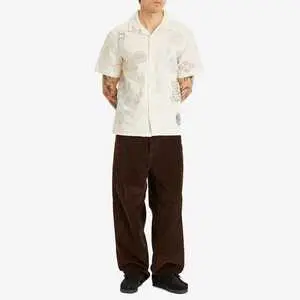 WAX LONDON Didcot Doodle Embroidery Vacation Shirt - Ecru/multi