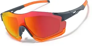 Zenni Wrap-Around Full Rim Frame Orange And Gray