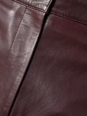 ST. AGNI Leather Tapered Trousers - Burgundy