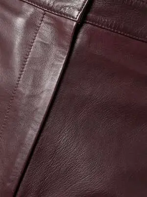 ST. AGNI Leather Tapered Trousers - Burgundy