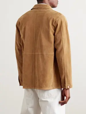 DRAKE'S Welder Suede Chore Jacket - Brown