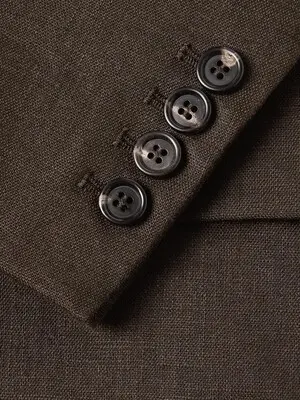 BODE Double-breasted Linen Suit Jacket - Brown