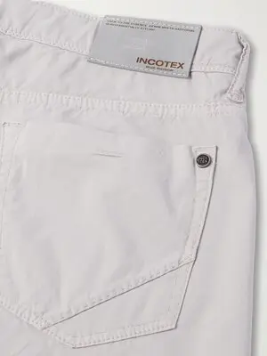 SLOWEAR Slim-fit Stretch-cotton Twill Trousers - Gray